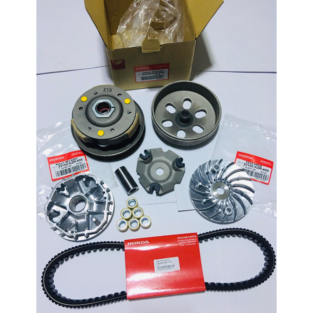 HONDA CLICK 125 STOCK CVT SET (Pulley set + Driveface + Belt +Torque drive assembly) PLUG N PLAY ...