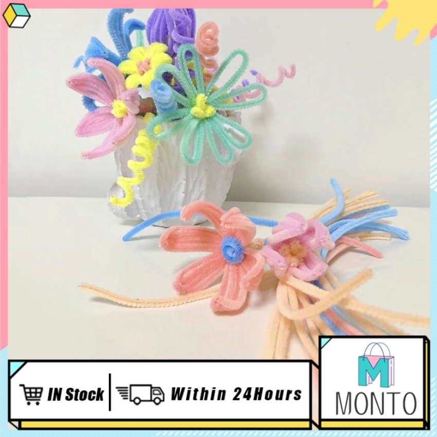 100Pcs/Pack Mix Color Fuzzy Wire 6mm x30cm Pipe Cleaner Cotton Chenille ...