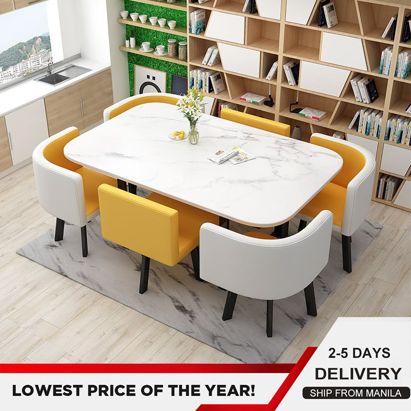 Business rectangular office meeting table home six people dining table ...