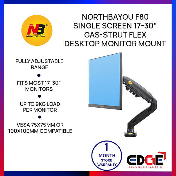 EDGE | NB NORTH BAYOU F80 Single Screen 17-30" Gas-Strut Desktop Monitor Mount | Shopee Philippines