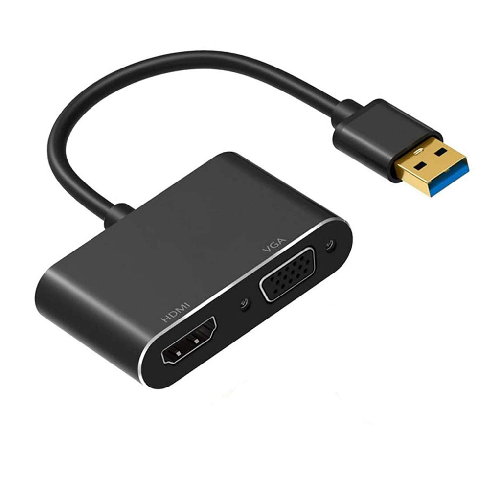USB 3.0 to HDMI VGA 1080P HD 2 In 1 Hub Converter For Laptop HDTV ...