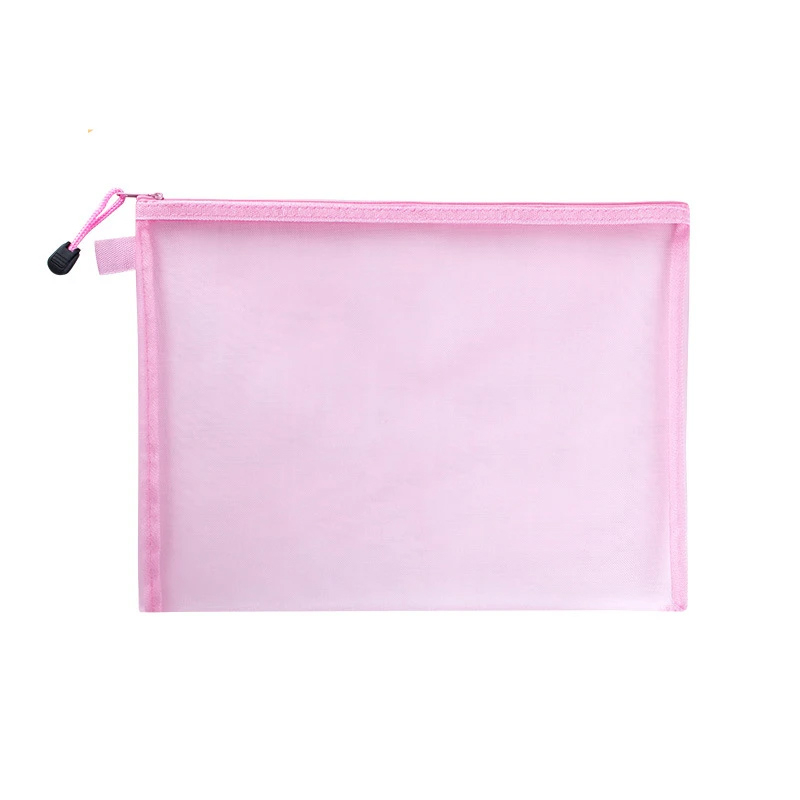 A4 File Bag Transparent Nylon Mesh Zipper Pouch Clear Document Bag Book ...