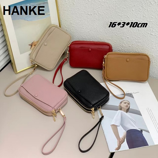 HANKE Ladies Leather Wristlet Wallet Coin Purse with 3 Compartments ...