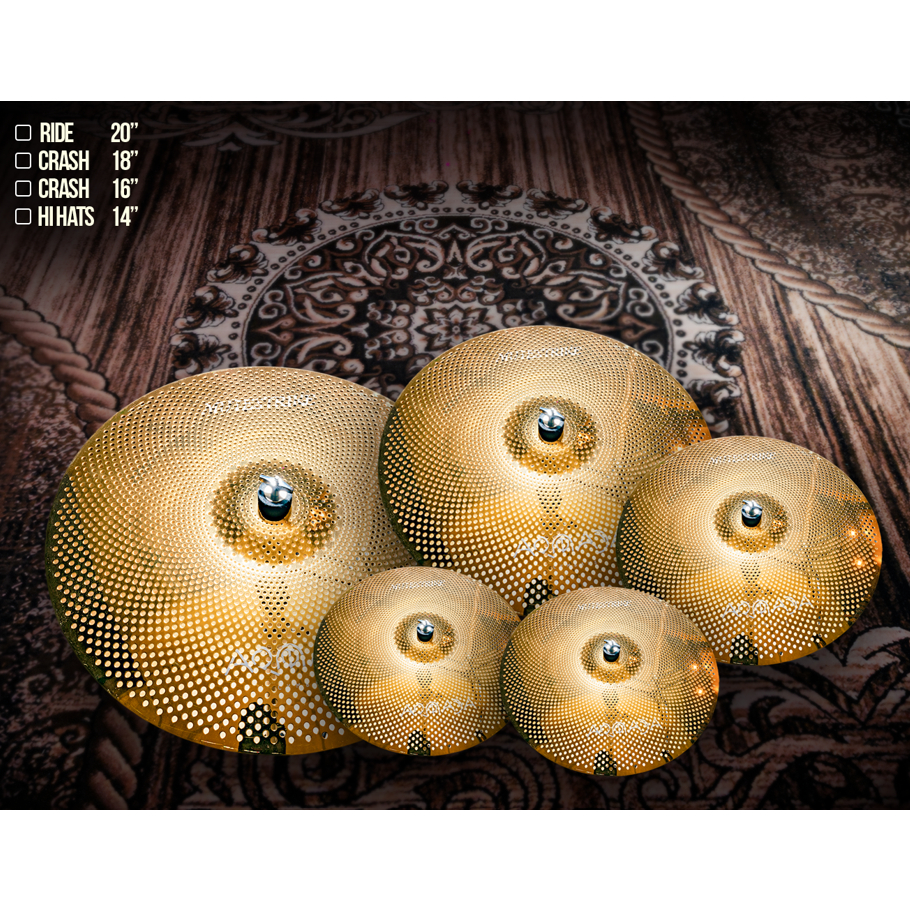 Armada Mute Strike Silent Cymbals 5PCs w/ Free bag (GOLD,SILVER ...