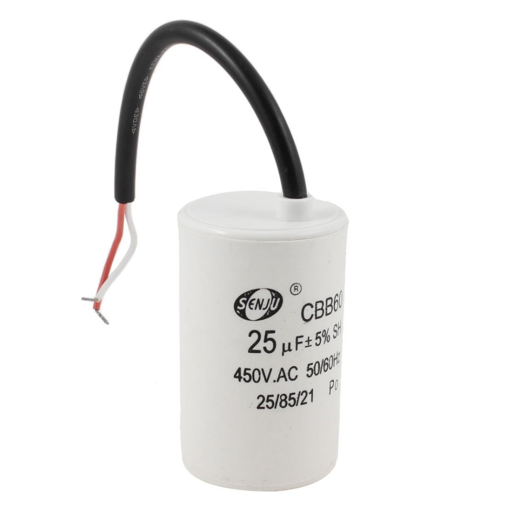 Cbb60 450VAC 25Uf 5% Wired Terminal Motor Capacitor White FOR WASHING ...