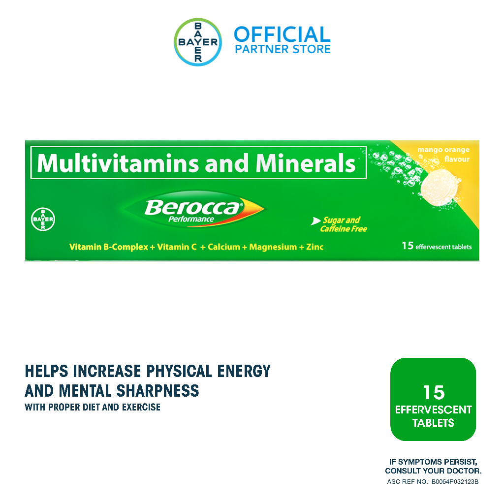 BEROCCA® Performance (Mango Orange) Multivitamins + Minerals 15 Effervescent Tablets | Shopee ...