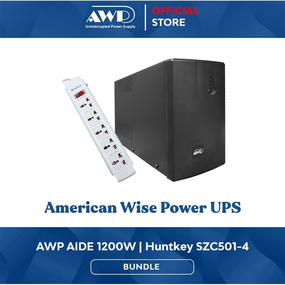 AWP Bundle, Aide 1200W-2000VA UPS/AVR and Huntkey Surge Power Strip ...
