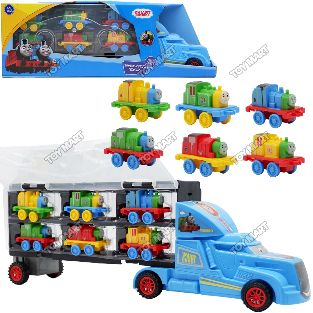 Thomas Portable Truck with 6 Friction Trains Choo Choo Friends Toy Set ...