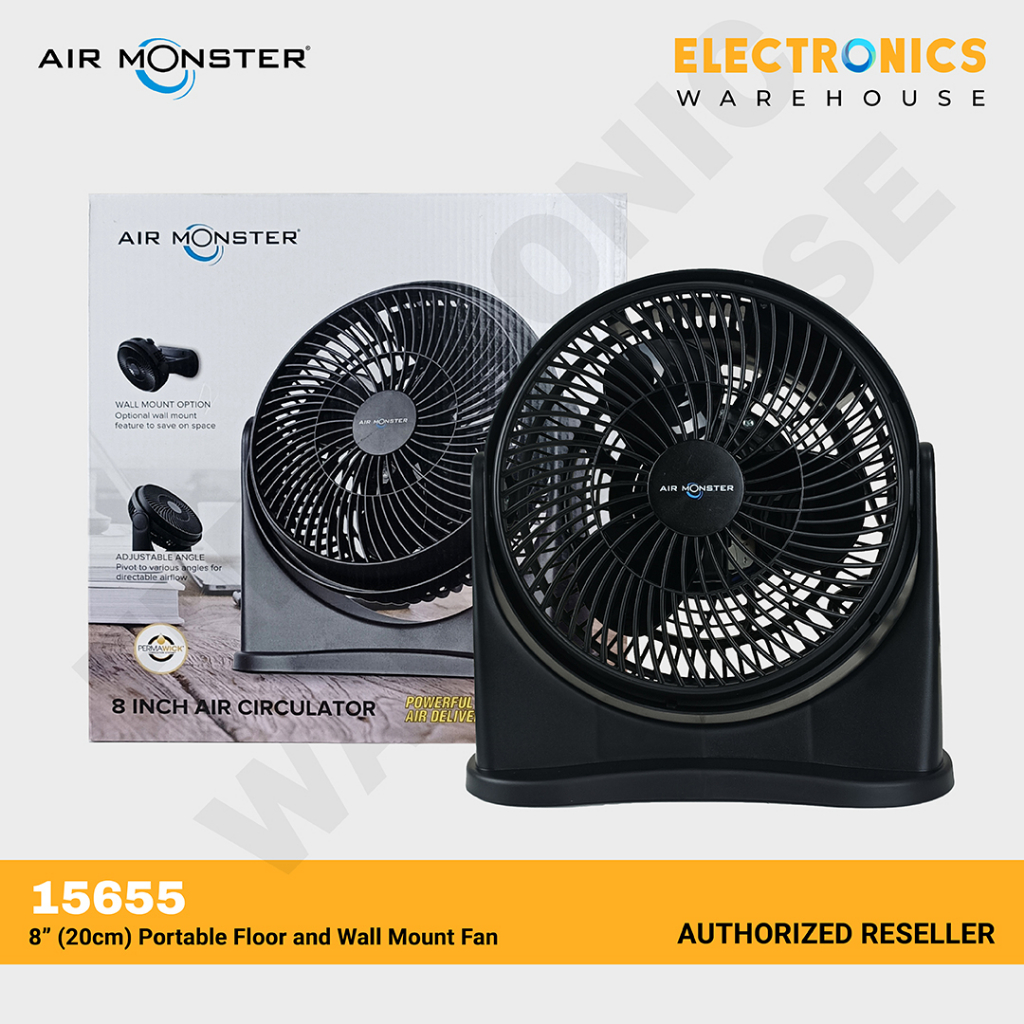 Air Monster 15655, 8 inch (20cm) Portable Floor and Wall Mount Fan ...