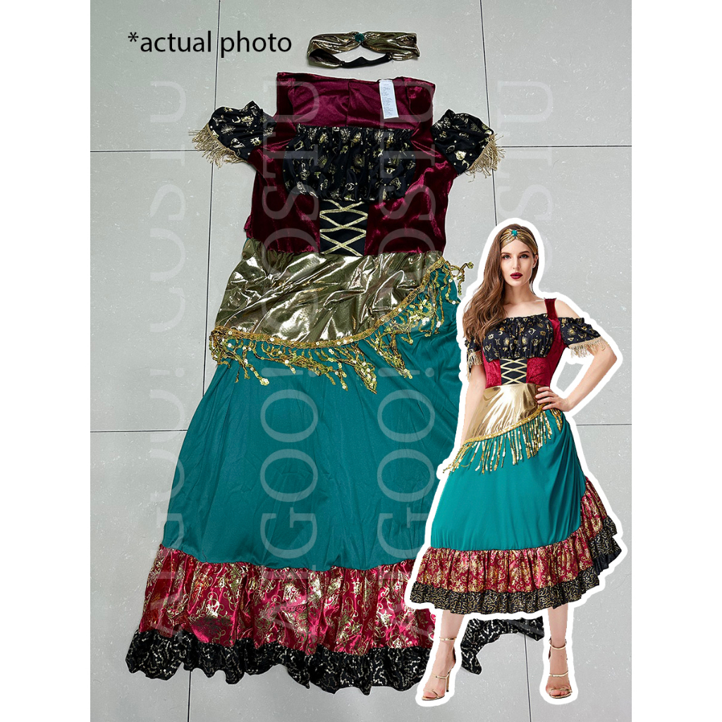 Gypsy Costume for Women Halloween Fortune Teller Cosplay for Adult ...