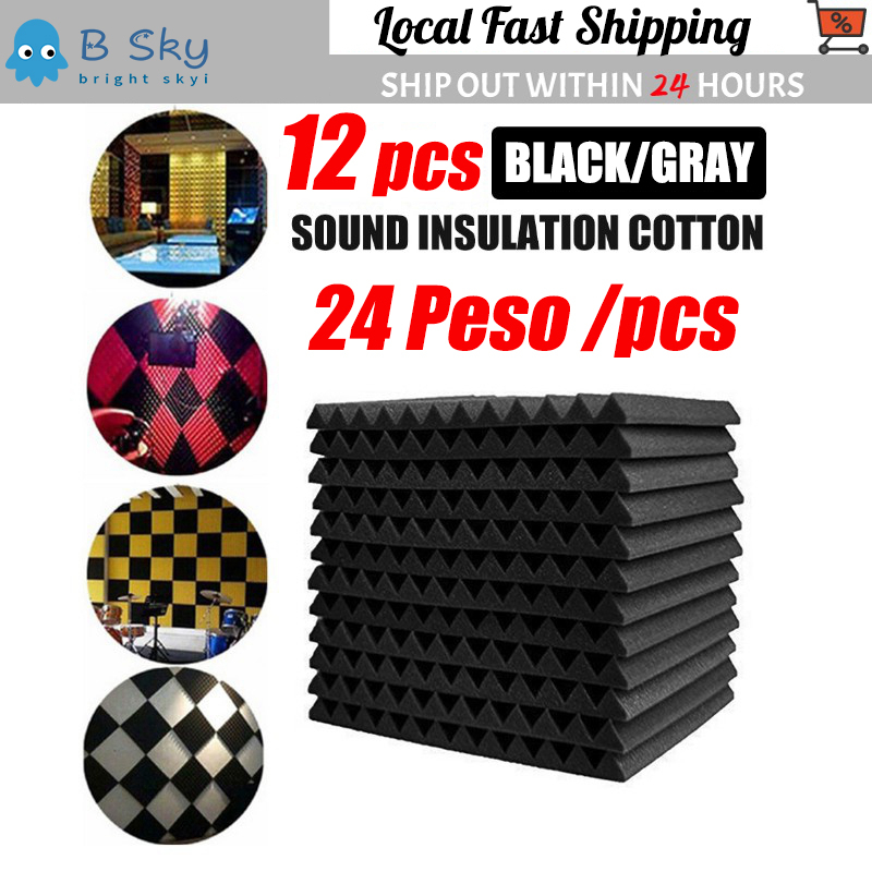 12PCS DIY Soundproofing Silencer Studio Acoustic Foam Panel Sound ...