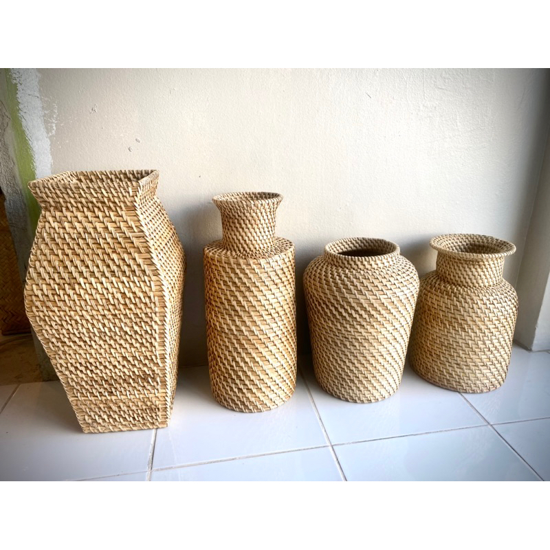 Table top handwoven rattan | Labtang vases | Shopee Philippines