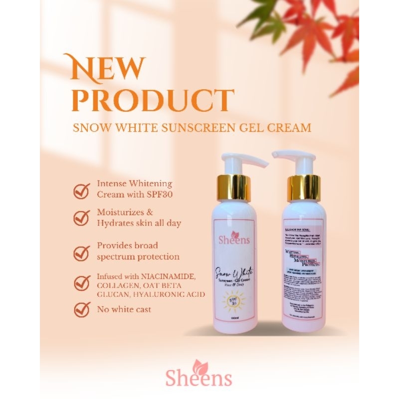 Sheens Snow White Sunscreen Gel Cream 100g | Shopee Philippines