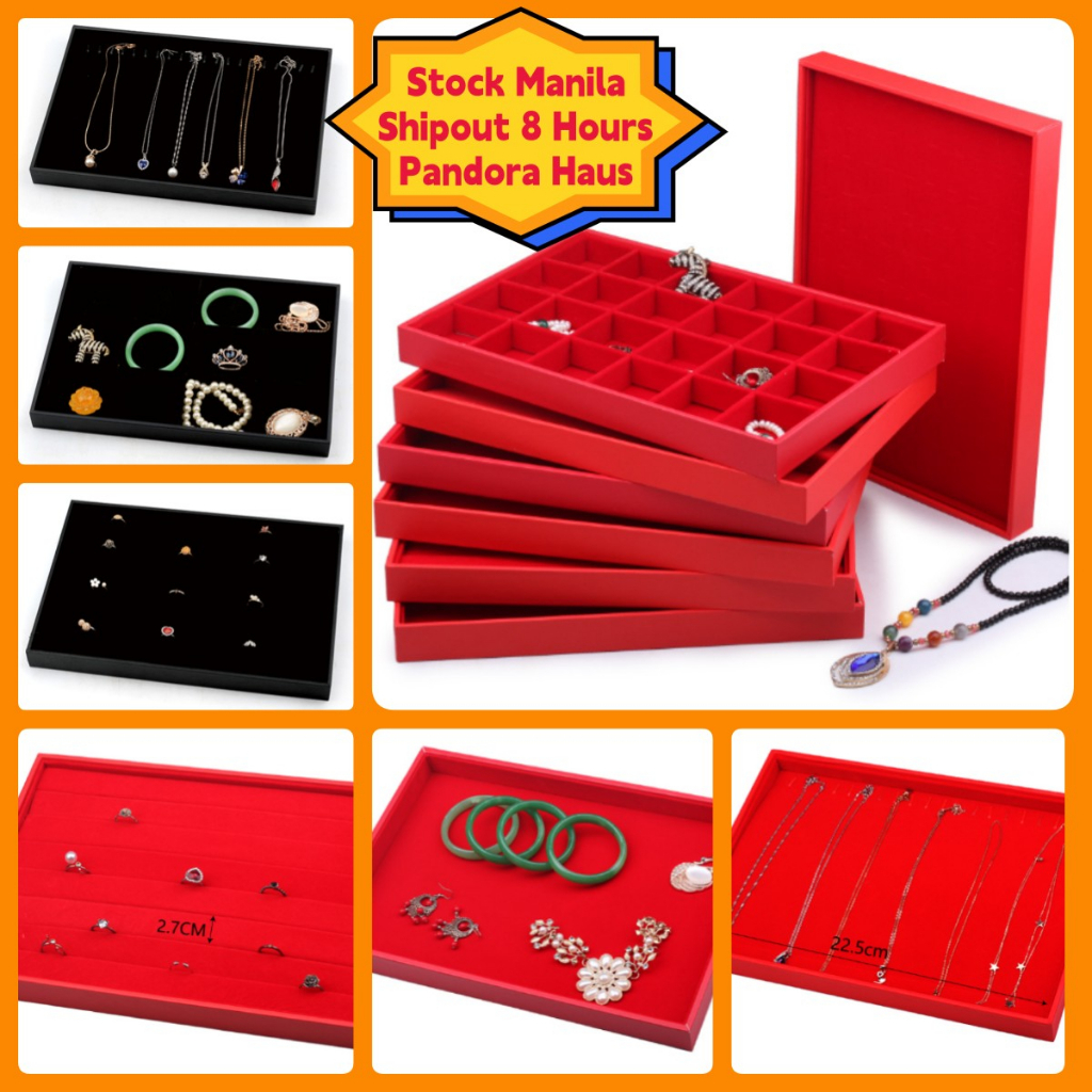 Red/Black velvet jewelry trays organizer Storage Display for drawer ...