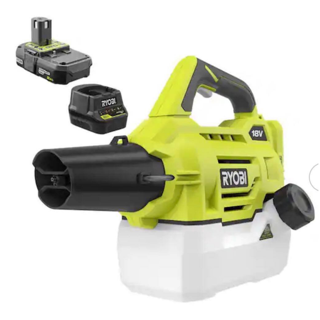 Ryobi 18V Cordless1/2 Gallon Muti -Purpose Fogger w/ 2.0 Ah Battery ...
