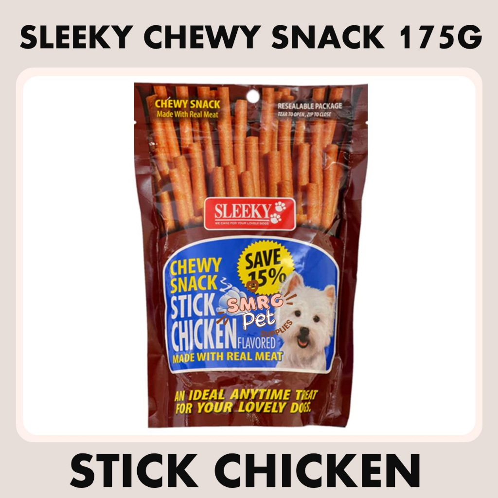 Sleeky Chewy Snack Strap Stick Dog Treats 175g Bacon Beef Beef & Cheese ...