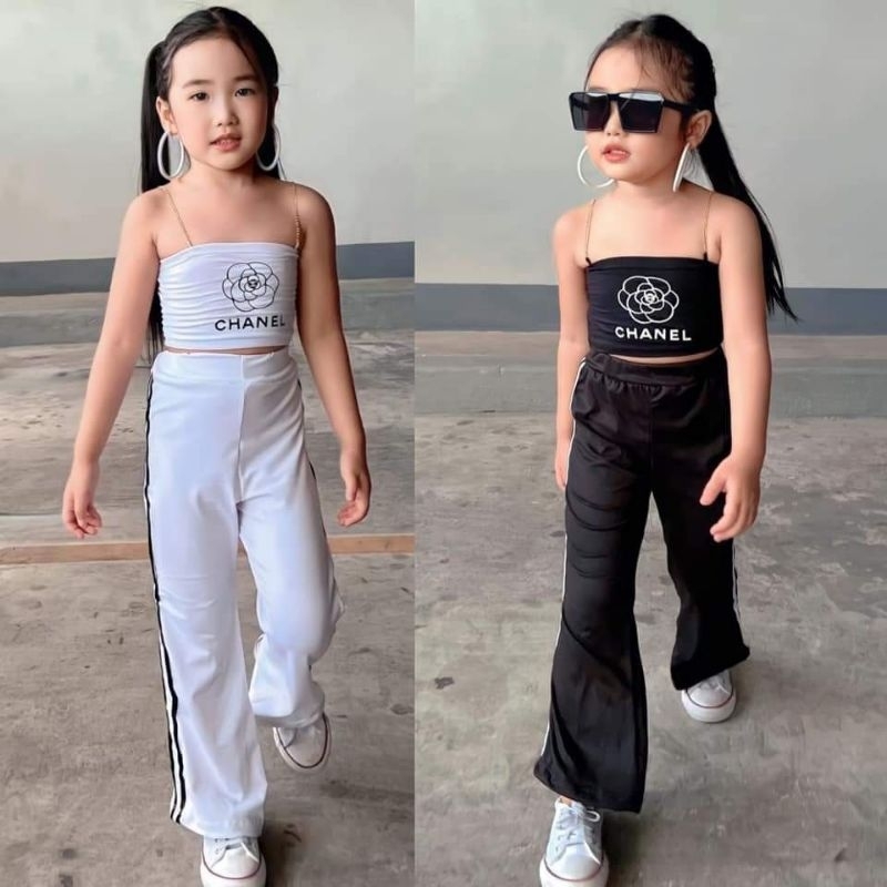 ONHAND KIDS OOTD CHANL CHAIN TOP AND BELL PANTS SET FOR 1-9YRS OLD ...