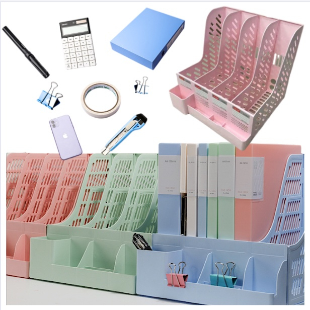 Four Layer+pen Holder Plastic File File Rack/Desktop Stprage File /File ...