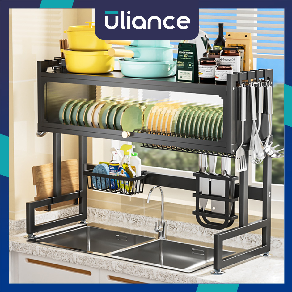 Uliance Dish Rack With Cover Dish Cabinet Dish Drainer Dish Drying Rack ...