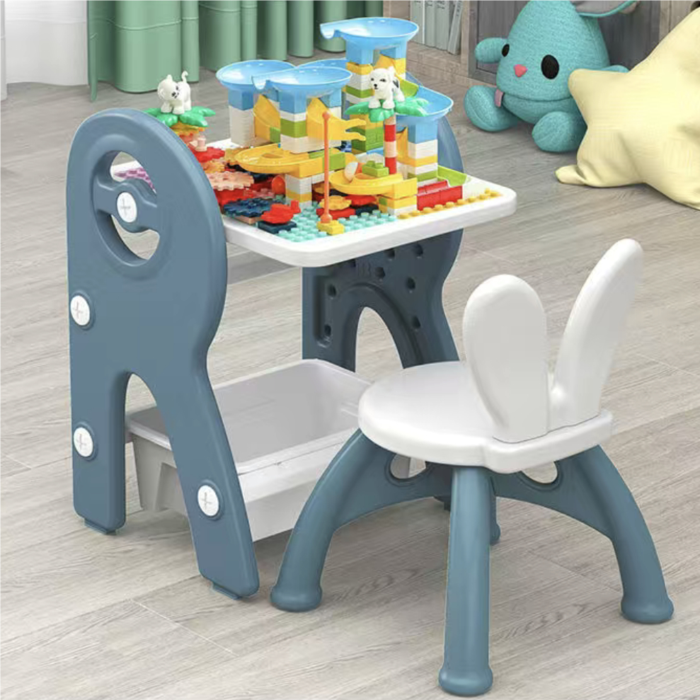 Kids Rotating Dual-Surface Activity Center: Blocks Table + Drawing ...