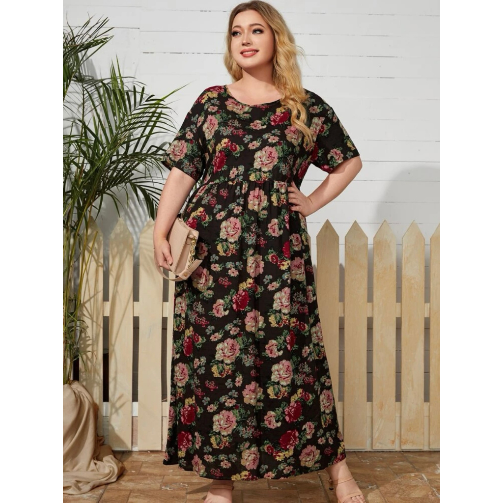 A3109 Miss Muse Simple Vintage Floral Plus Size Dress | Shopee Philippines