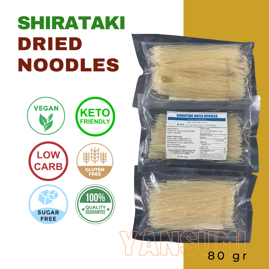 SHIRATAKI DRIED NOODLES (80g/pack) | Low Carb | Keto Friendly | Sugar ...