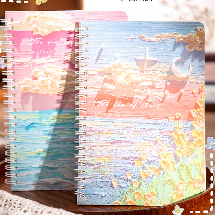 A5 Oil Painting Coil Notebook Spiral Landscape Aesthetic Classroom ...