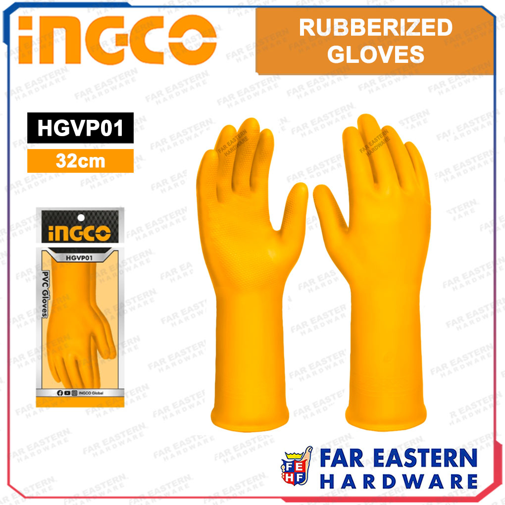 INGCO Rubberized Rubber PVC Gloves 32cm INHT | Shopee Philippines