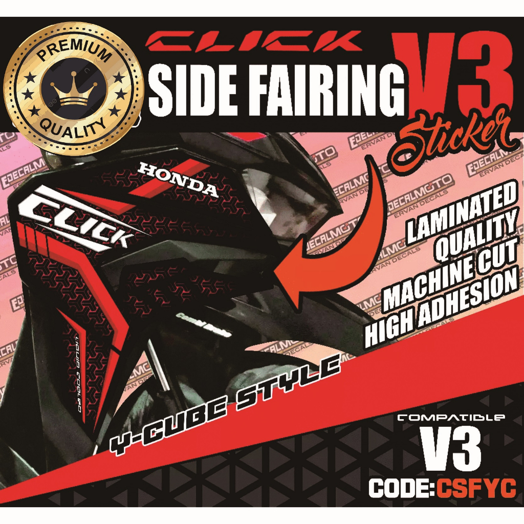 HONDA CLICK VERSION 3 SIDE FAIRING DECALS STICKER | Shopee Philippines