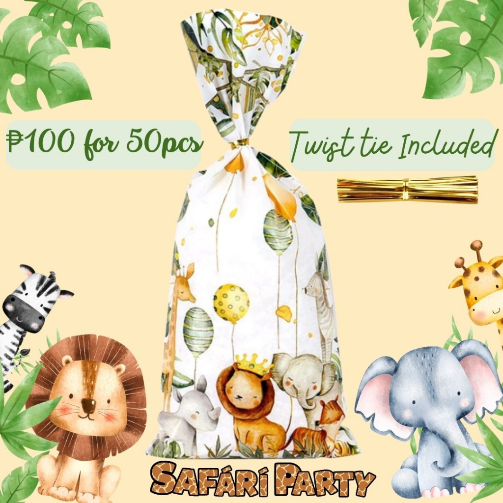 FP1697 (50PCS) Safari 12X27 CM Jungle Lion Plastic Goodie Bags Tail ...