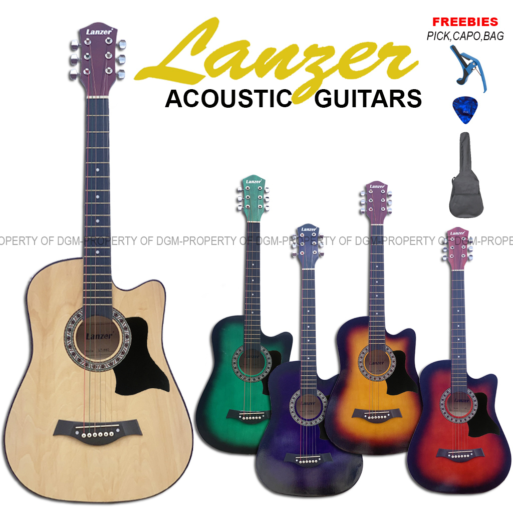 High Quality 38 Inch Lanzer Acoustic Guitar DV with FREE Bag FREE Pick ...