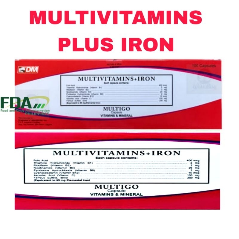 Multigo Multivitams plus Iron 100s | Shopee Philippines