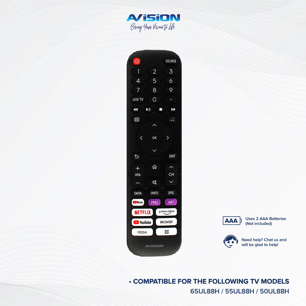 Avision Smart Digital LED TV Bluetooth Remote Control 65UL88H, 55UL88H ...