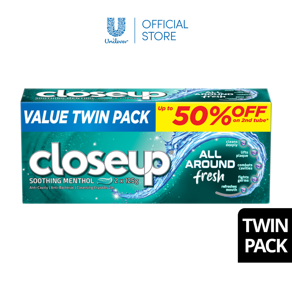 Closeup All Around Fresh Gel Toothpaste Soothing Menthol 125g Twin Pack ...