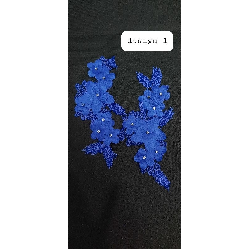 ROYAL BLUE Floral Patching Lace (Per Pair) | Shopee Philippines