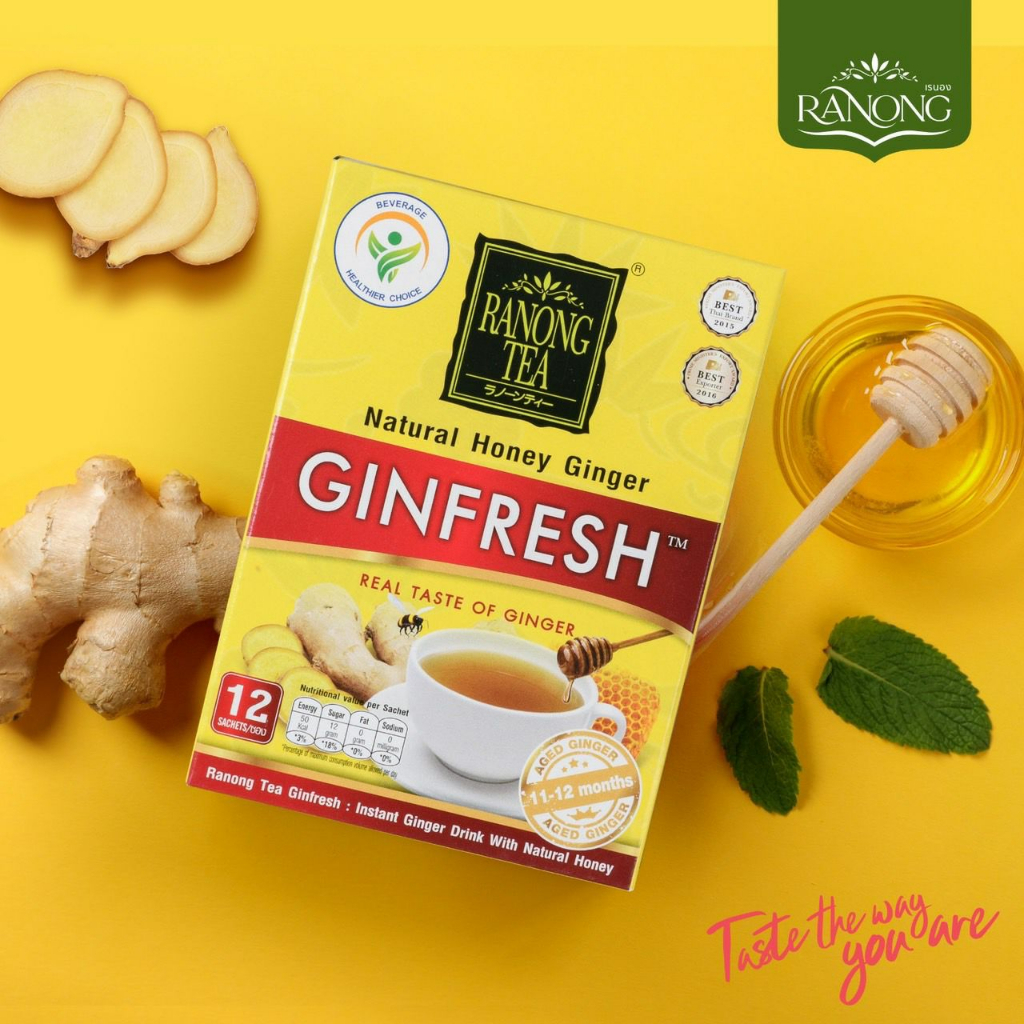 Ranong Ginfresh Ginger Tea with Natural Honey (12 sachets) | Shopee ...