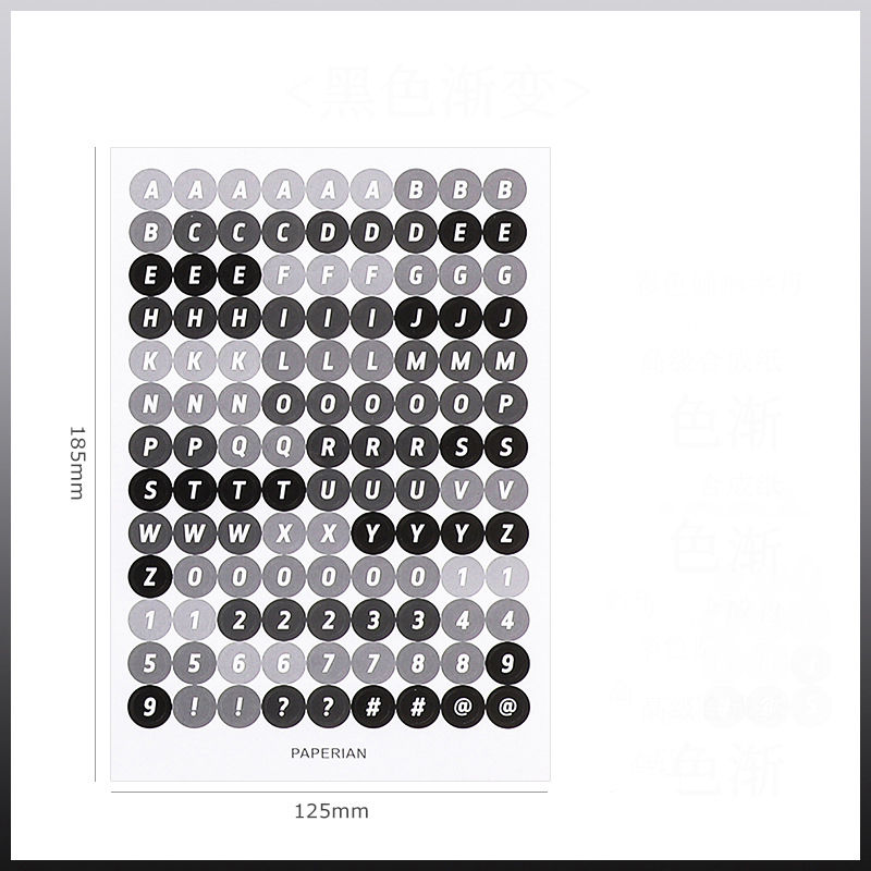 Color Alphanumeric Labels Circular Sticker 1Sheet Diary Scrapbooking ...
