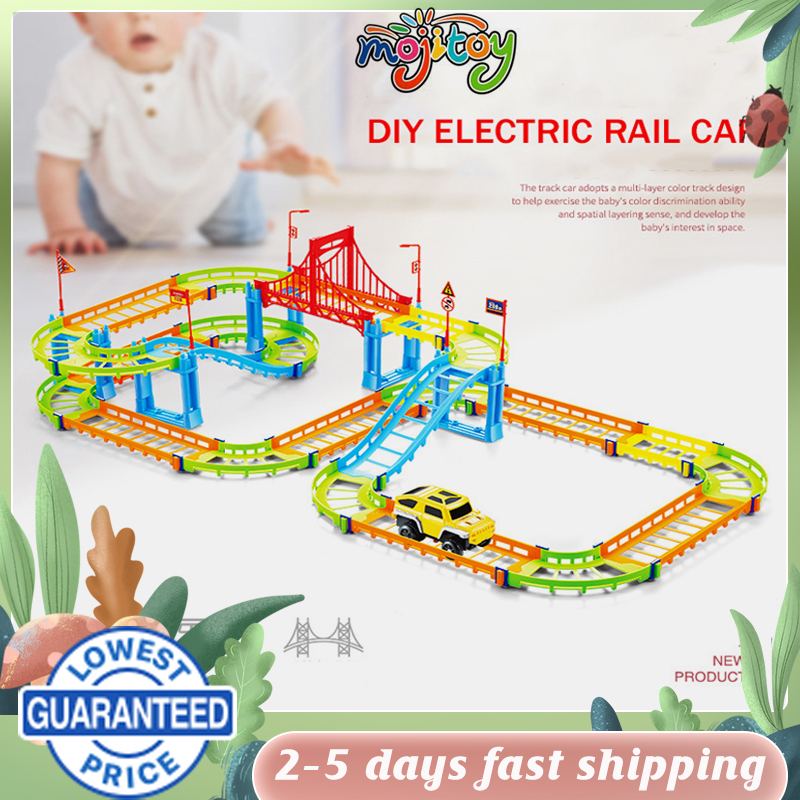 3D DIY Electric Rail Car Toy Baby Toys Color Toy Car Track Racing ...