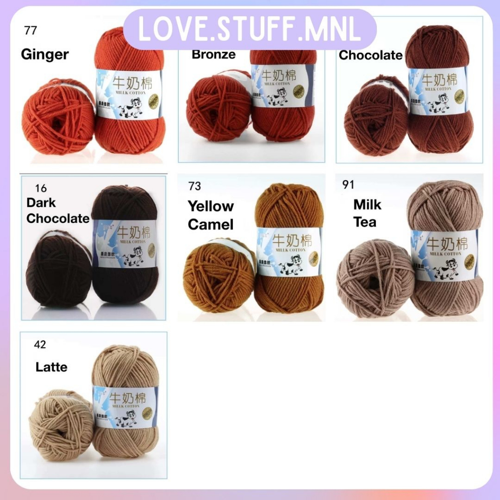 MILK COTTON CROCHET YARN 5 PLY 50 GRAMS BROWN ORANGE RED COLOR | Shopee Philippines