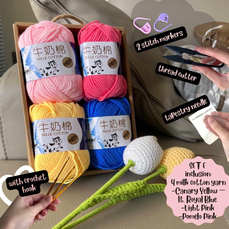 Milk Cotton Yarn Sets w/ 1 Gold Hook(check descriptions for other ...