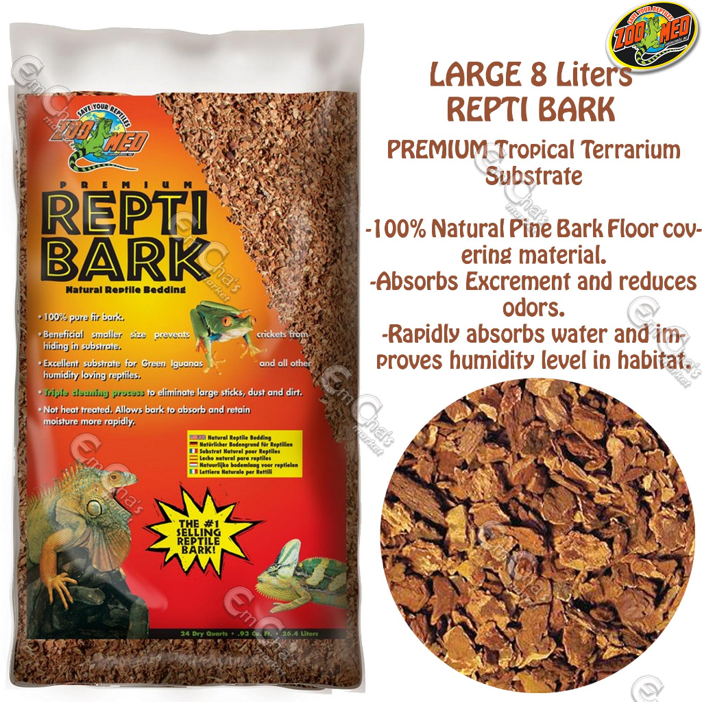 Zoo Med LARGE 8 Liters Pine Bark Tropical Terrarium Substrate for Snake ...