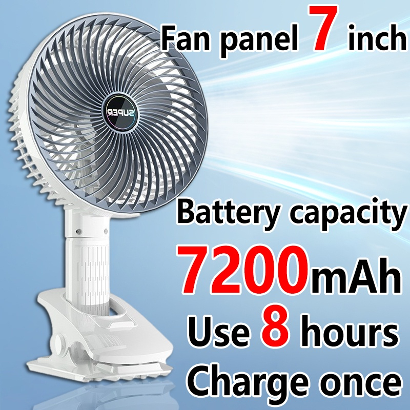 Portable electric fan Clip fan Mini fan rechargeable Battery capacity ...