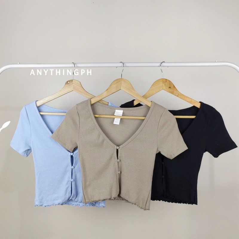 HnM FRONT BUTTON CROPTOP | AnythingPH | Shopee Philippines