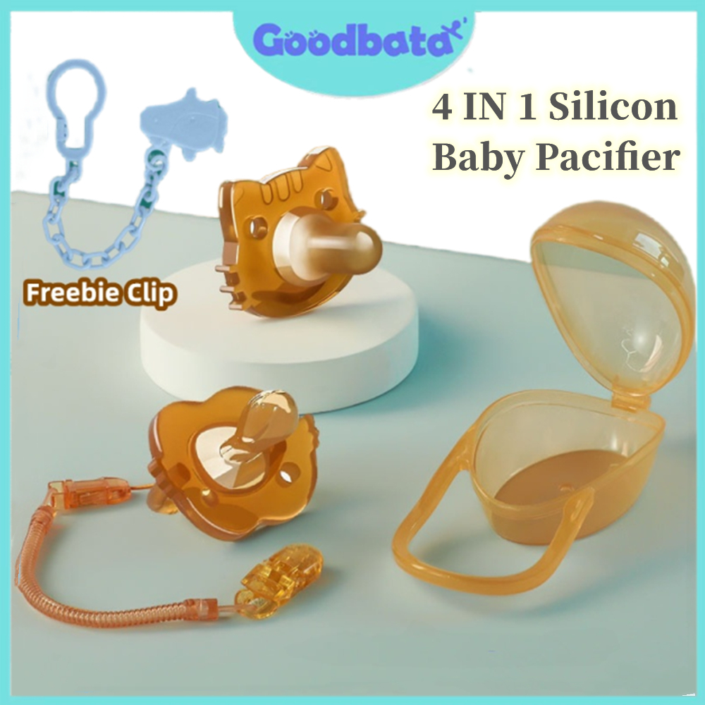 4 In 1 Portable Baby Pacifier Set Anti-drop Chain Nipple Box Silicone ...