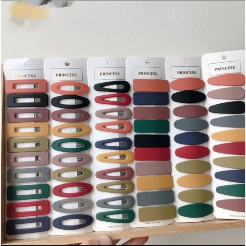 10 Pieces/set Frosted Morandi Color Hair Clip Set Simple Geometric ...