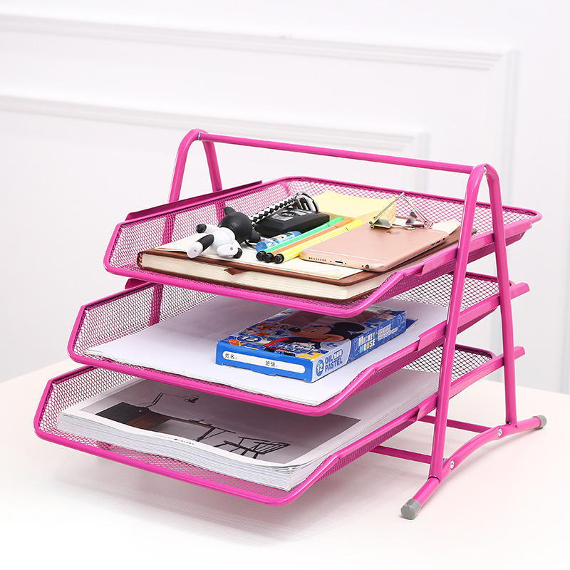 Metal Mesh Paper Document Tray Organizer Sliding File Storage Iron Rack ...