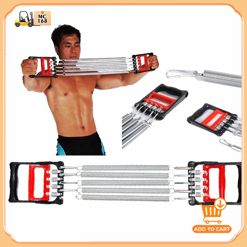 Chest Expander and hand gripper 5 springs muscle 2in1 / spring chest ...