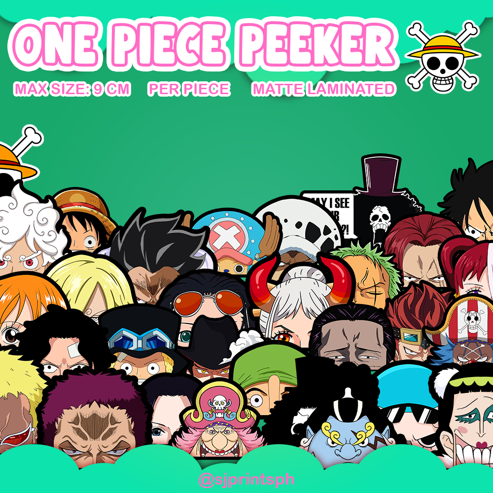 ONE PIECE Anime Peeking Stickers| 3.5 inch Waterproof laminated vinyl ...