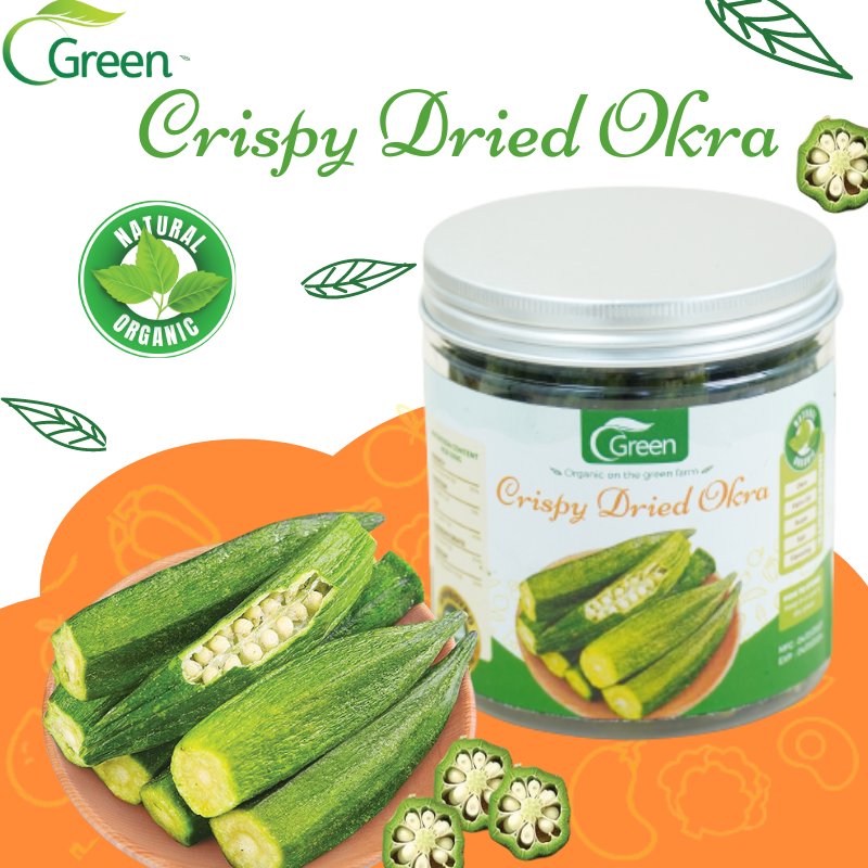 [GREEN] Dried Okra Unsalted Organic Healthy Crispy Dried Okra Fruits ...