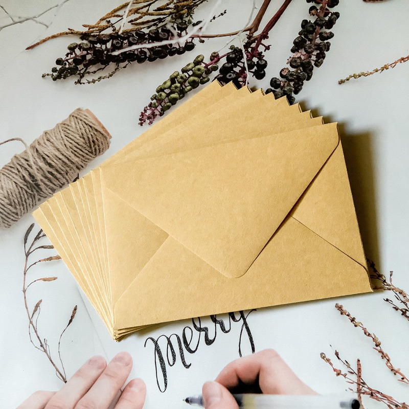 JWIZ 10pcs Pack 4x6” Handmade Envelope Light Brown Kraft Paper 120gsm ...